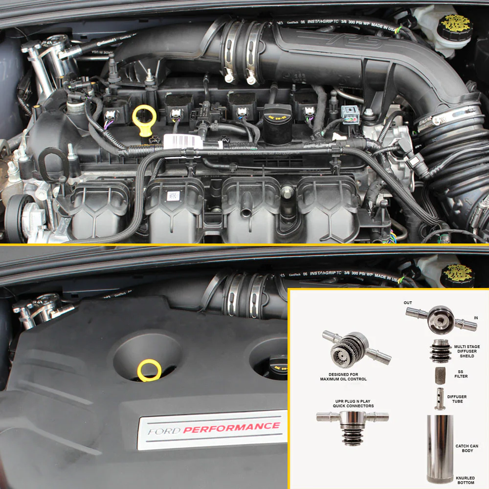 UPR (2013-2018 Ford Focus ST 2.0L, RS 2.3L) Oil Catch Can Plug N Play ...